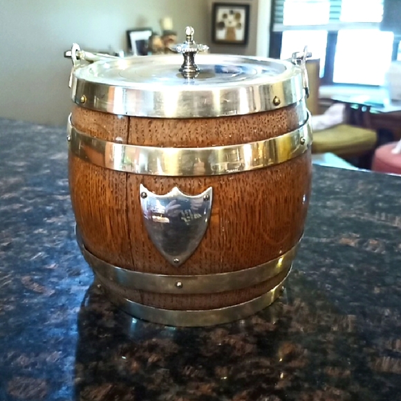 Other | Vintage Early 190s English Oak Biscuit Barrel Silvergold D A ...